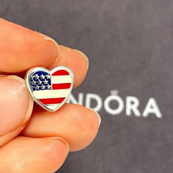 Pandora | Jewelry | Pandora American Flag Exclusive Heart Charm S925 ...